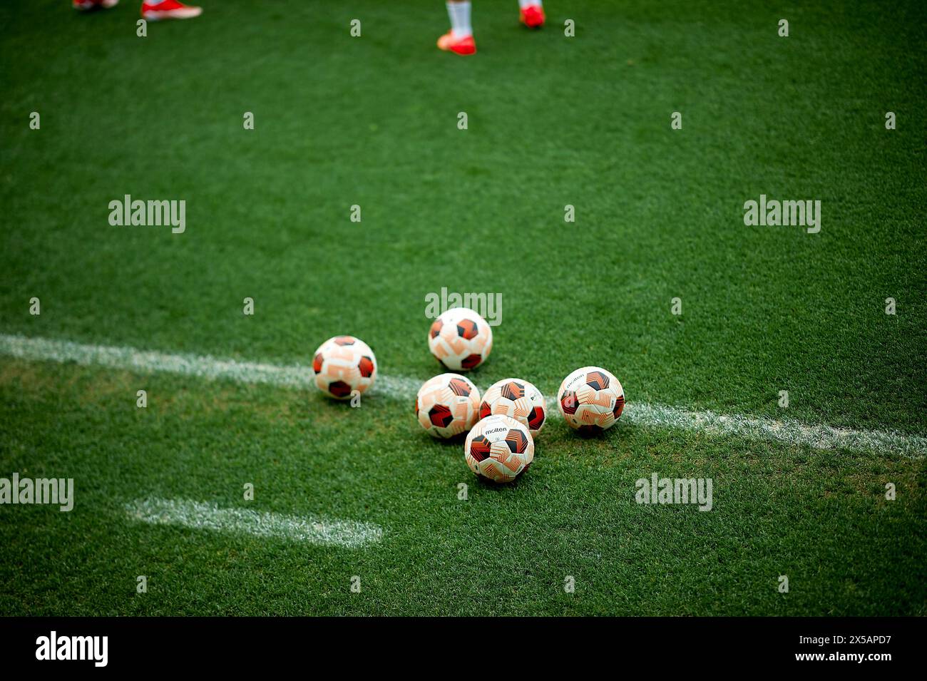 LEVERKUSEN, GERMANY - 8 MAY, 2024: Balls Molten, Pre match UEFA Europa ...
