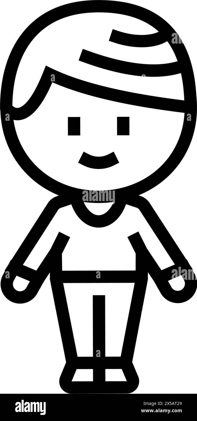 chibi character boy line icon vector illustration Stock Vector Image ...