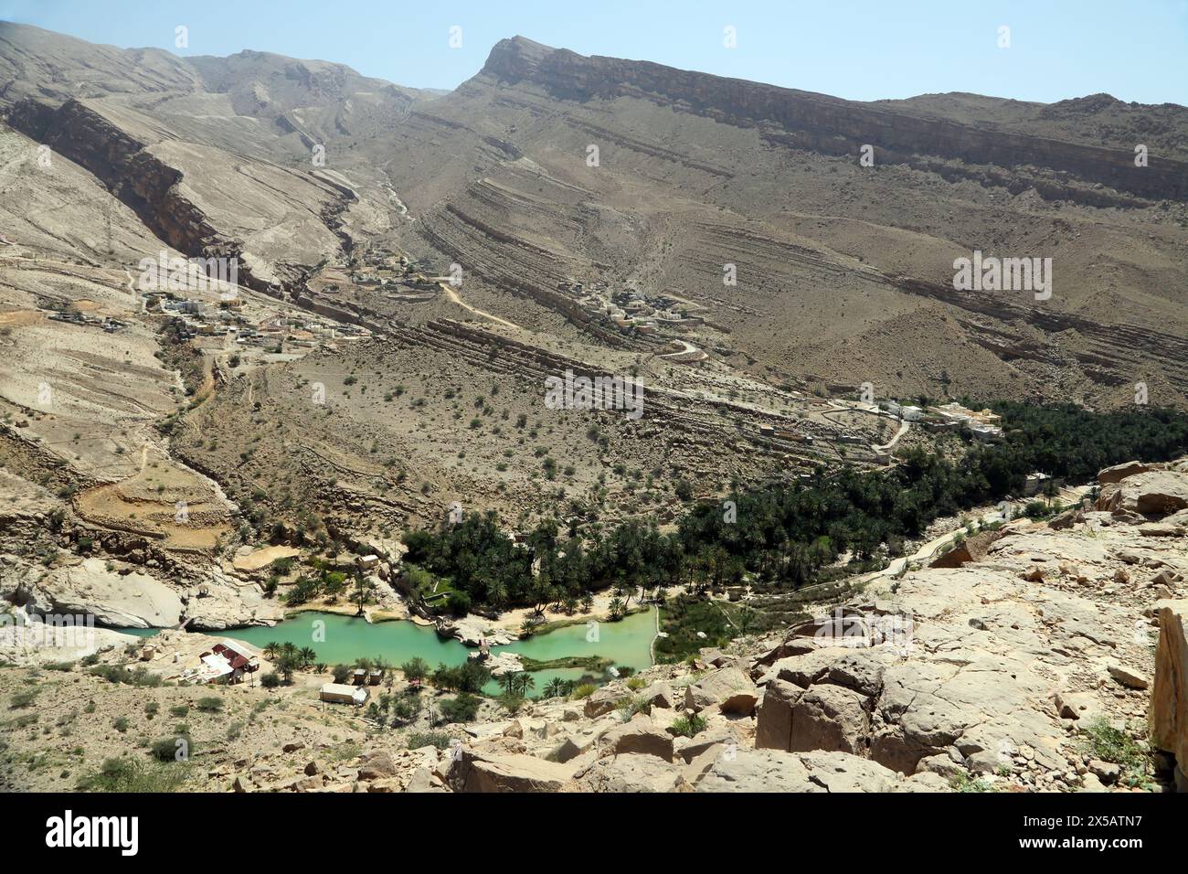 View over Wadi Bani Khalid Muqil Pools Natural Springs flowThroughout ...