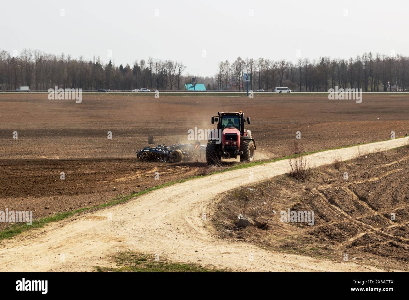 Aerial close up tractor plowing hi-res stock photography and images - Alamy