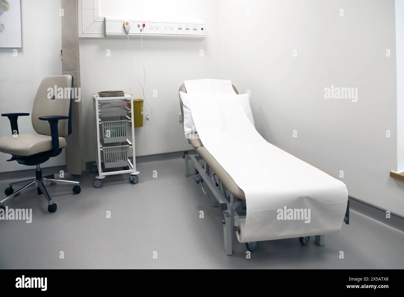 Hospital Gurney with Paper Towels in Empty Room Surrey England Stock ...