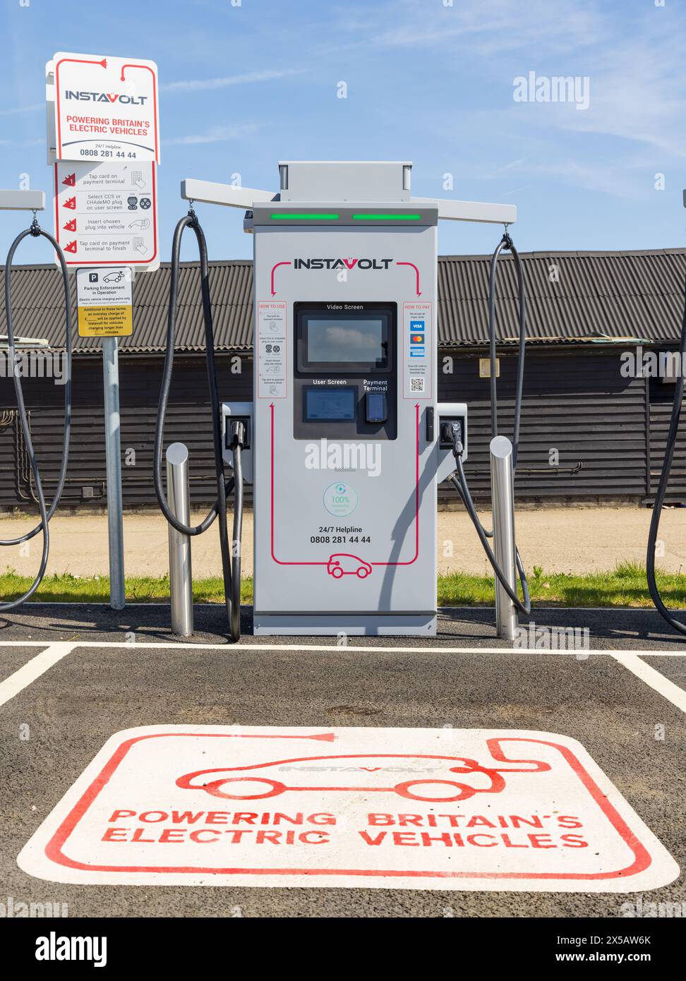 InstaVolt EV electric vehicle charging station, Suffolk. UK Stock Photo ...