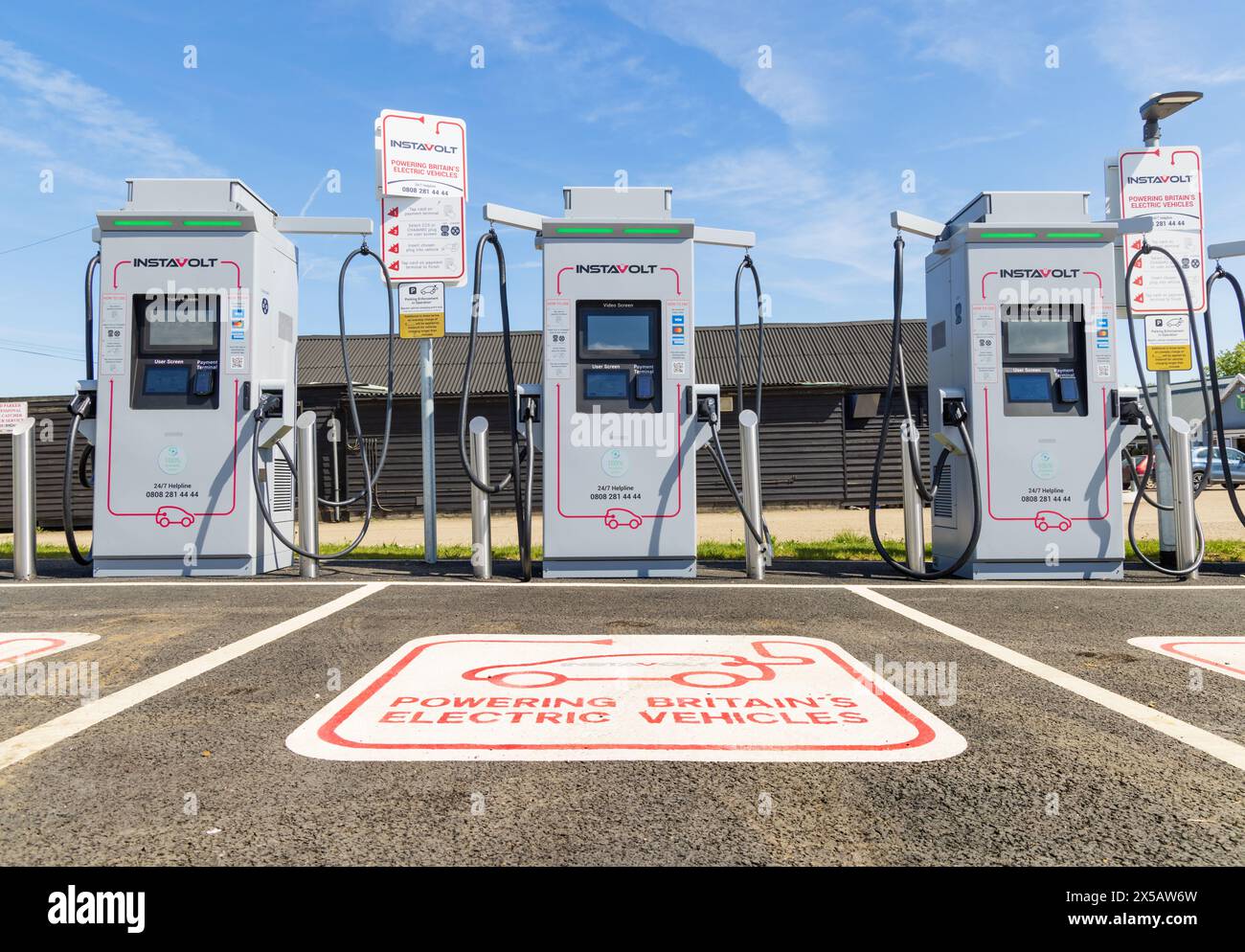 InstaVolt EV electric vehicle charging station, Suffolk. UK Stock Photo - Alamy