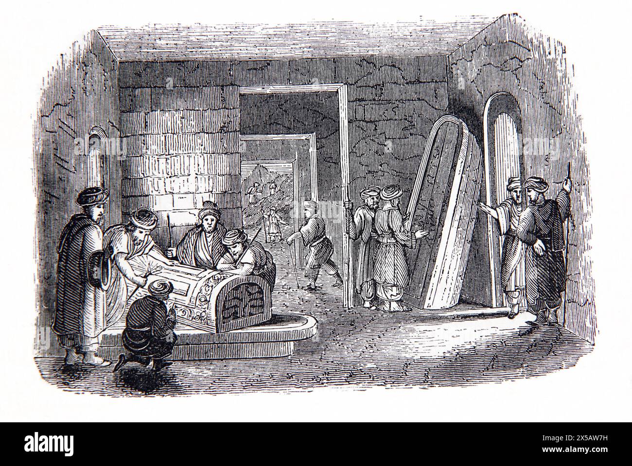 Wood Engraving Interior of Tomb of the Kings (Helena's Tomb) Funerary ...