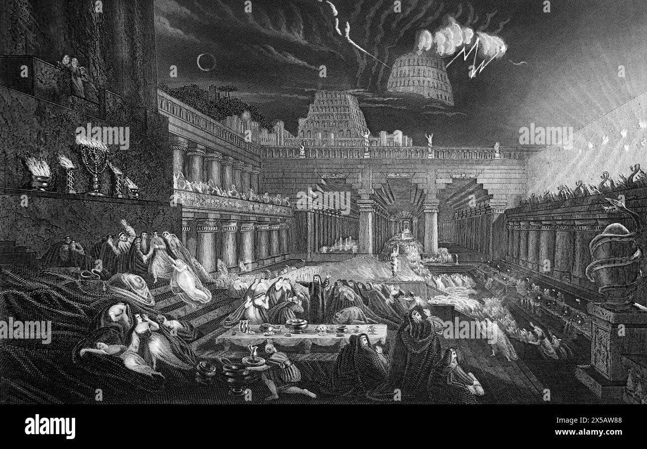 Illustration of Daniel Interpreting the Handwriting on the Wall during ...