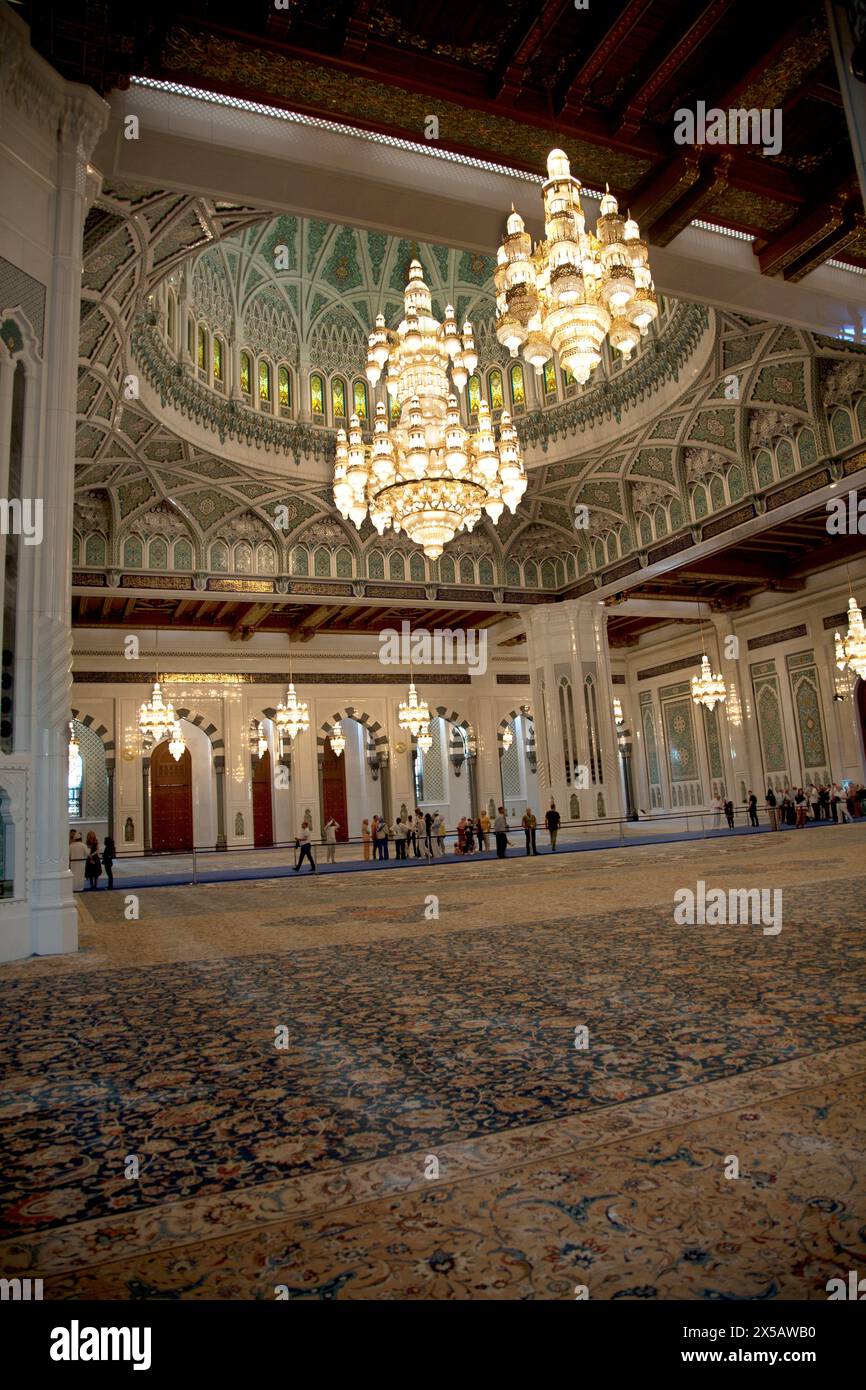 prayer hall sultan qaboos grand mosque muscat oman middle east Stock ...