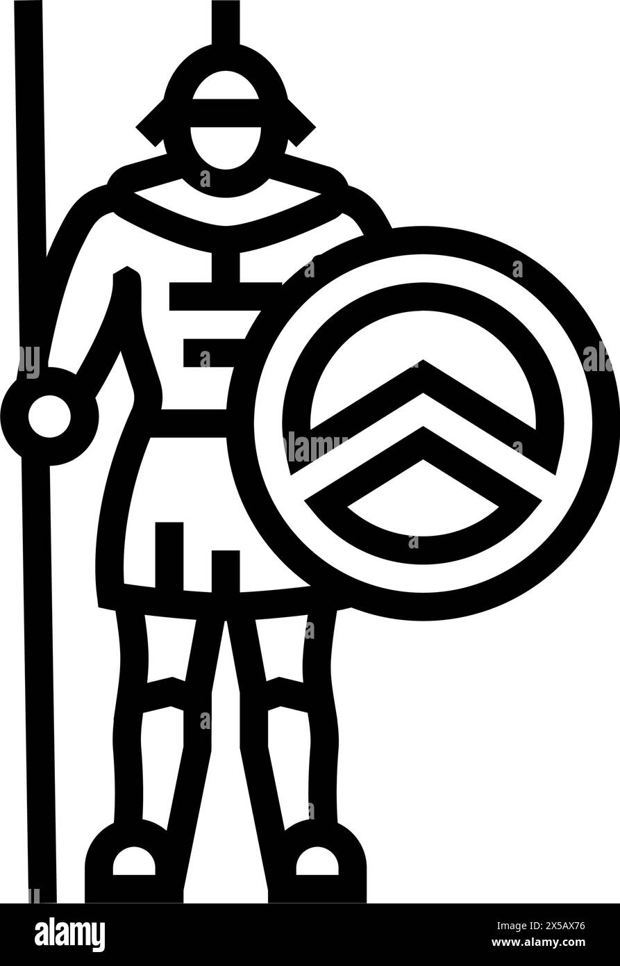 warrior soldier roman greek line icon vector illustration Stock Vector ...
