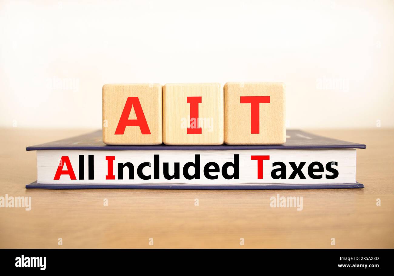 AIT All included taxes symbol. Concept words AIT All included taxes on ...