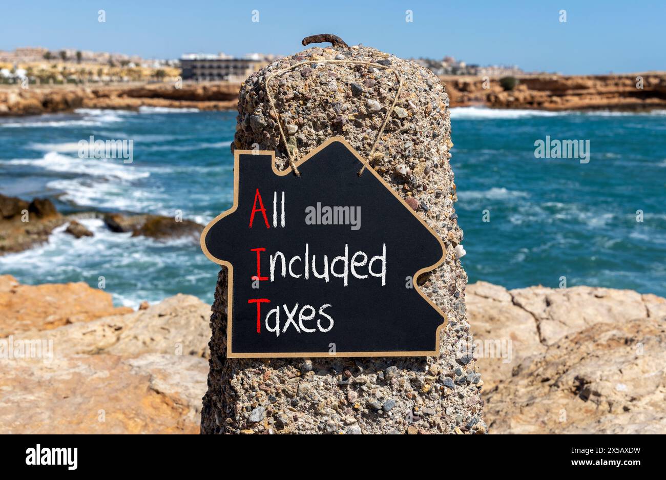AIT All included taxes symbol. Concept words AIT All included taxes on ...