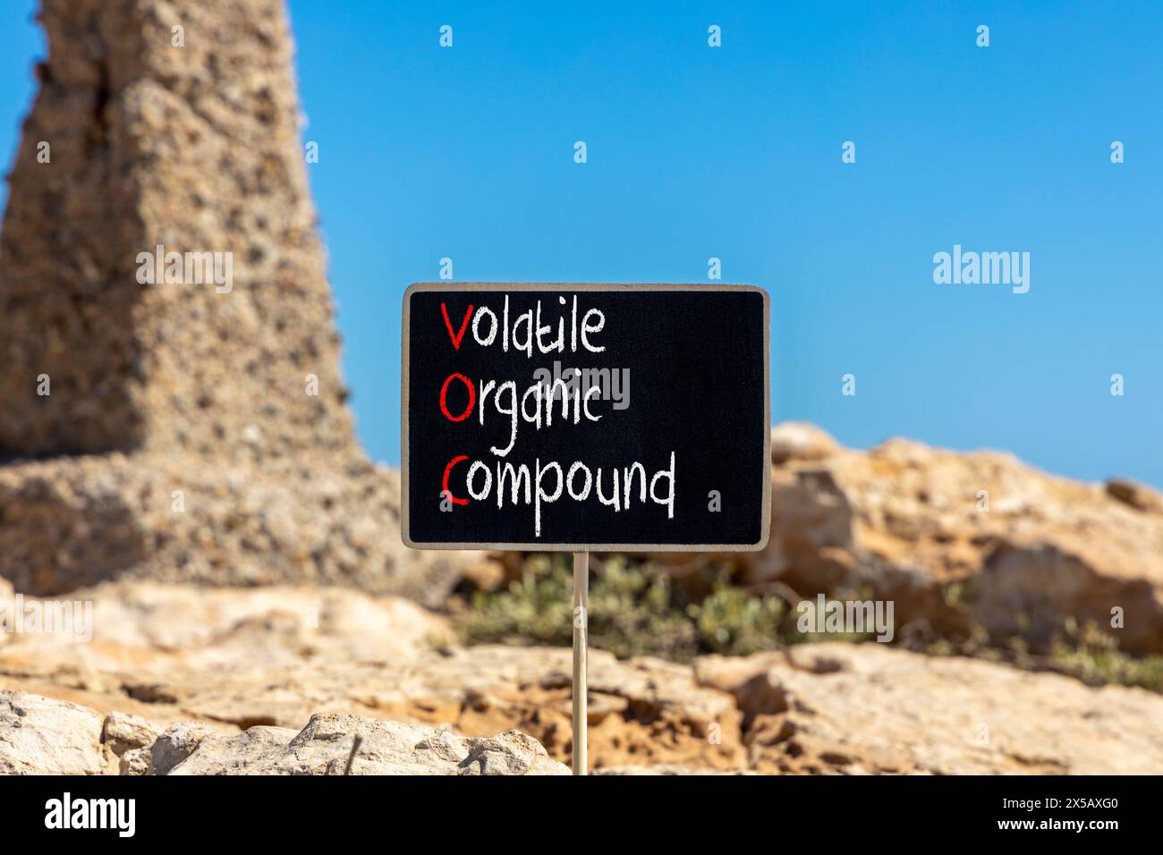 VOC volatile organic compound symbol. Concept words VOC volatile ...