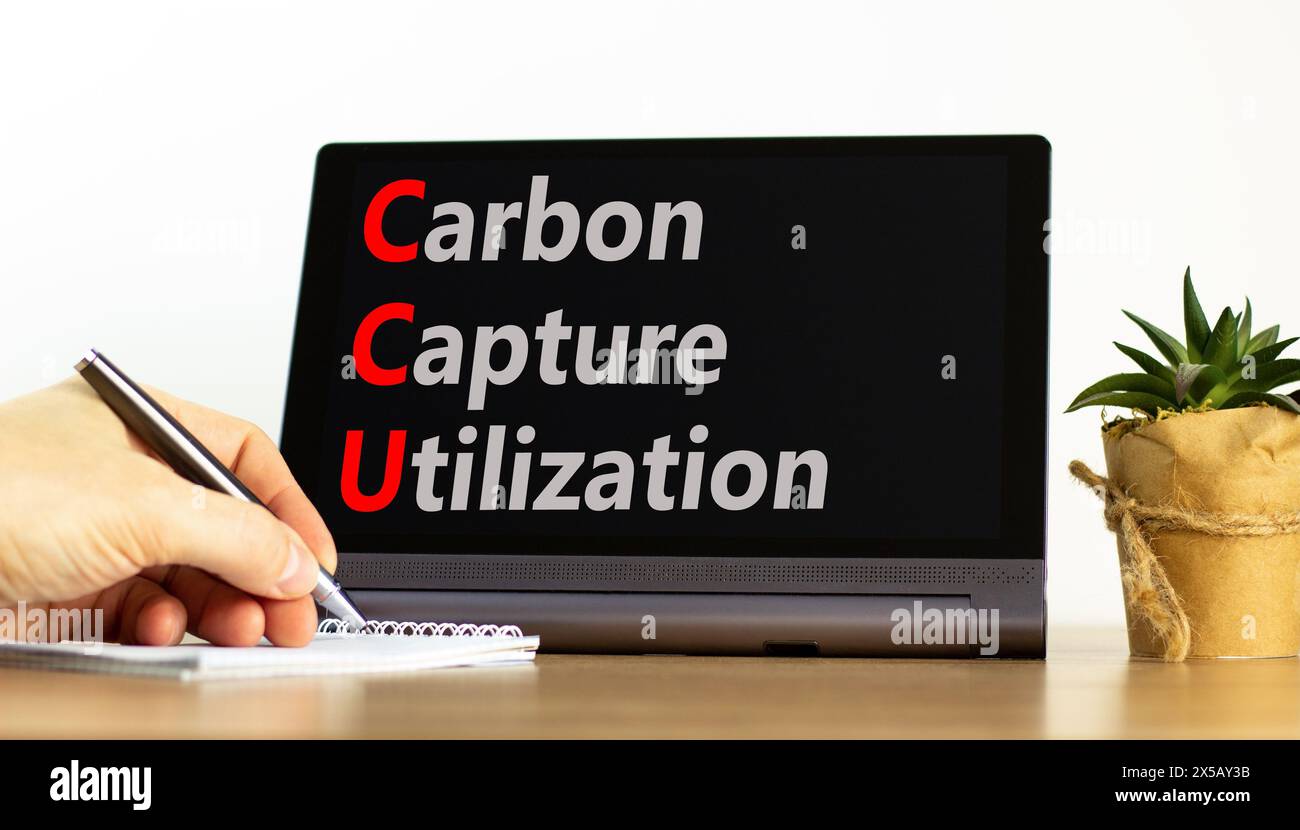 CCU Carbon capture utilization symbol. Concept words CCU Carbon capture ...