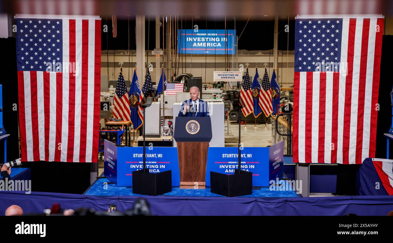 Sturtevant, United States. 08th May, 2024. President Joe Biden speaks ...