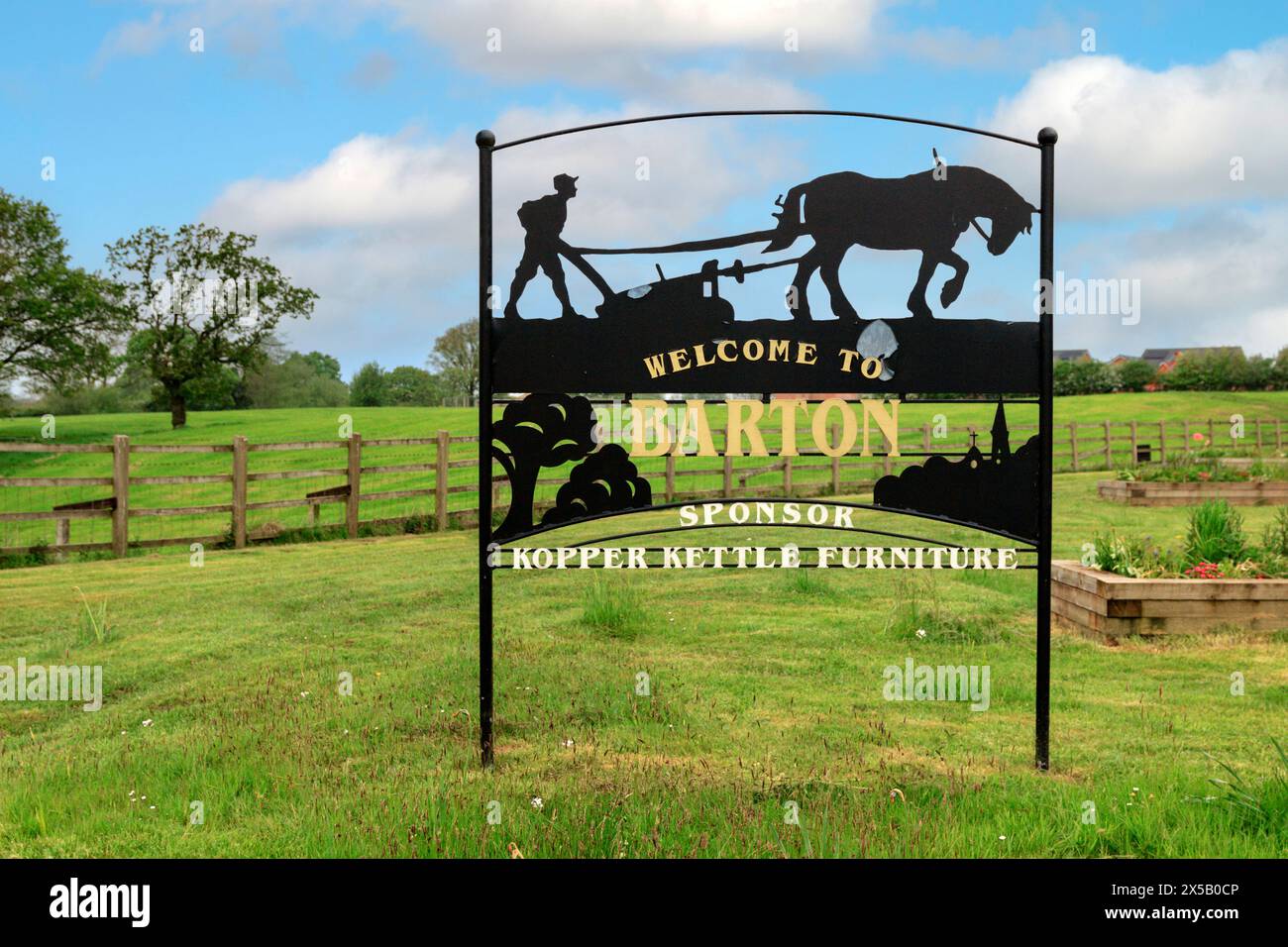 Welcome To Barton sign. A6, Barton, Lancashire Stock Photo - Alamy