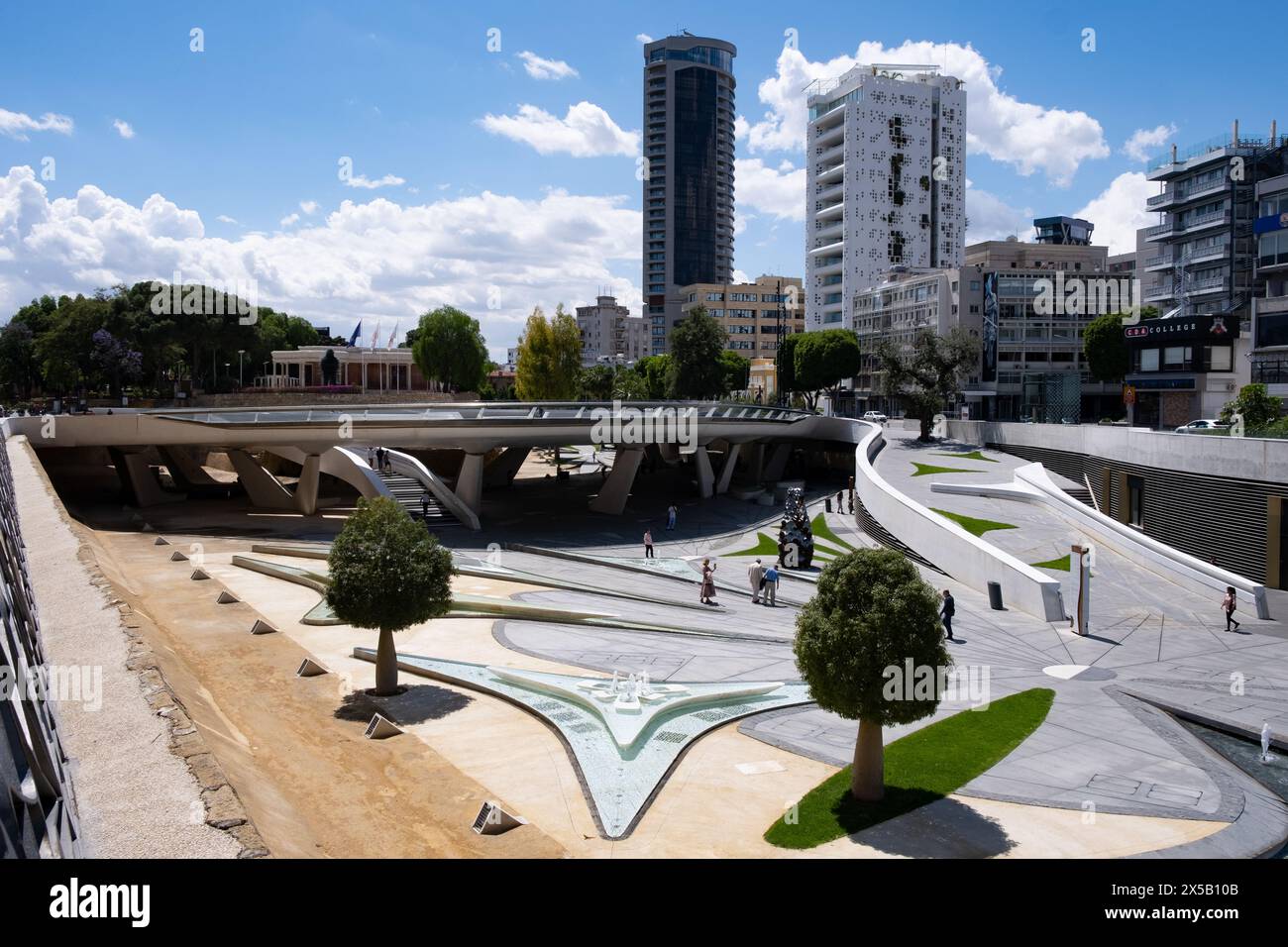 Liberty square with the modern and futuristic architecture in Nicosia ...