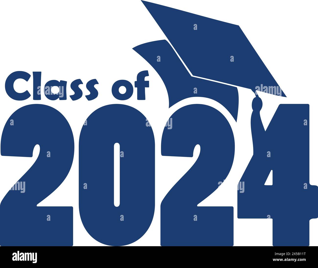 Blue Class Of 2024 With Graduation Cap Stock Vector Image And Art Alamy