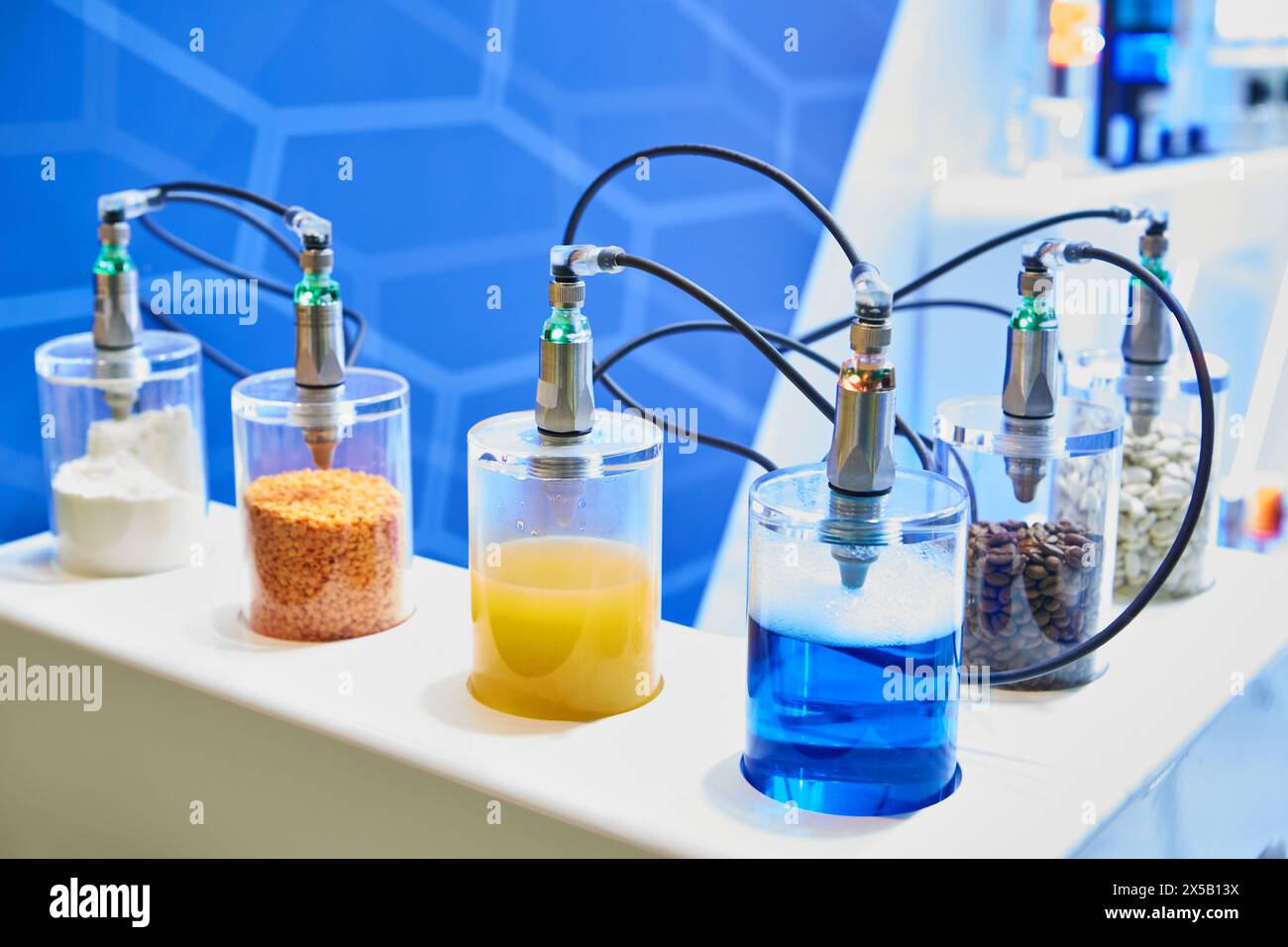 Stand with devices for chemical analysis of products Stock Photo - Alamy