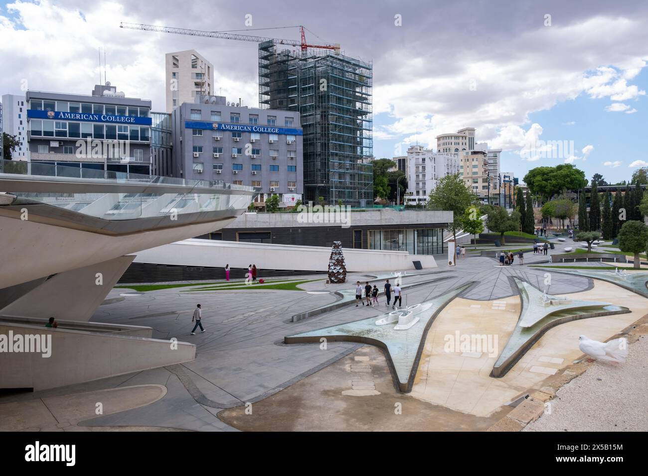 Liberty square with the modern and futuristic architecture in Nicosia ...