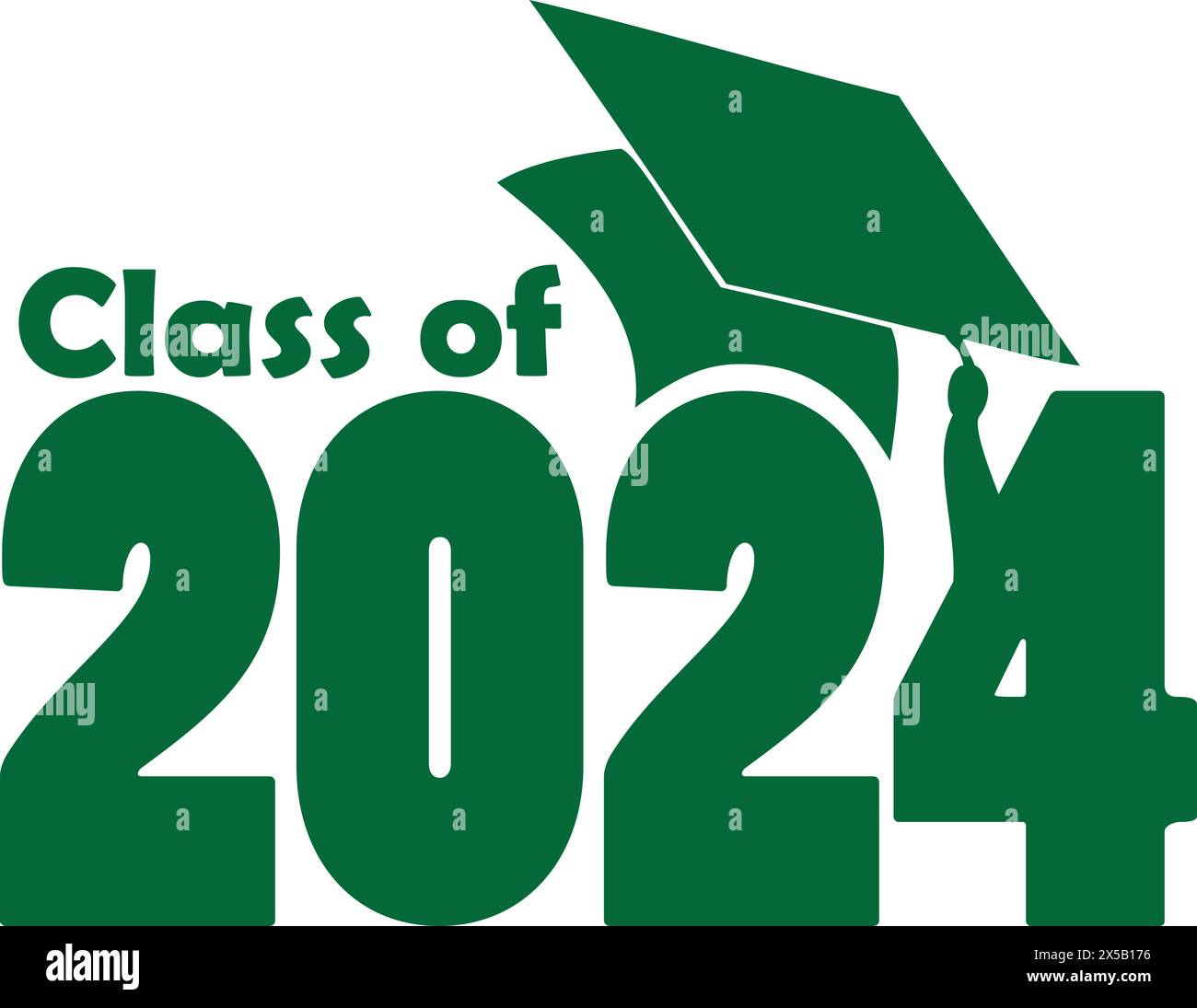 Green Class of 2024 with graduation cap Stock Vector Image & Art - Alamy