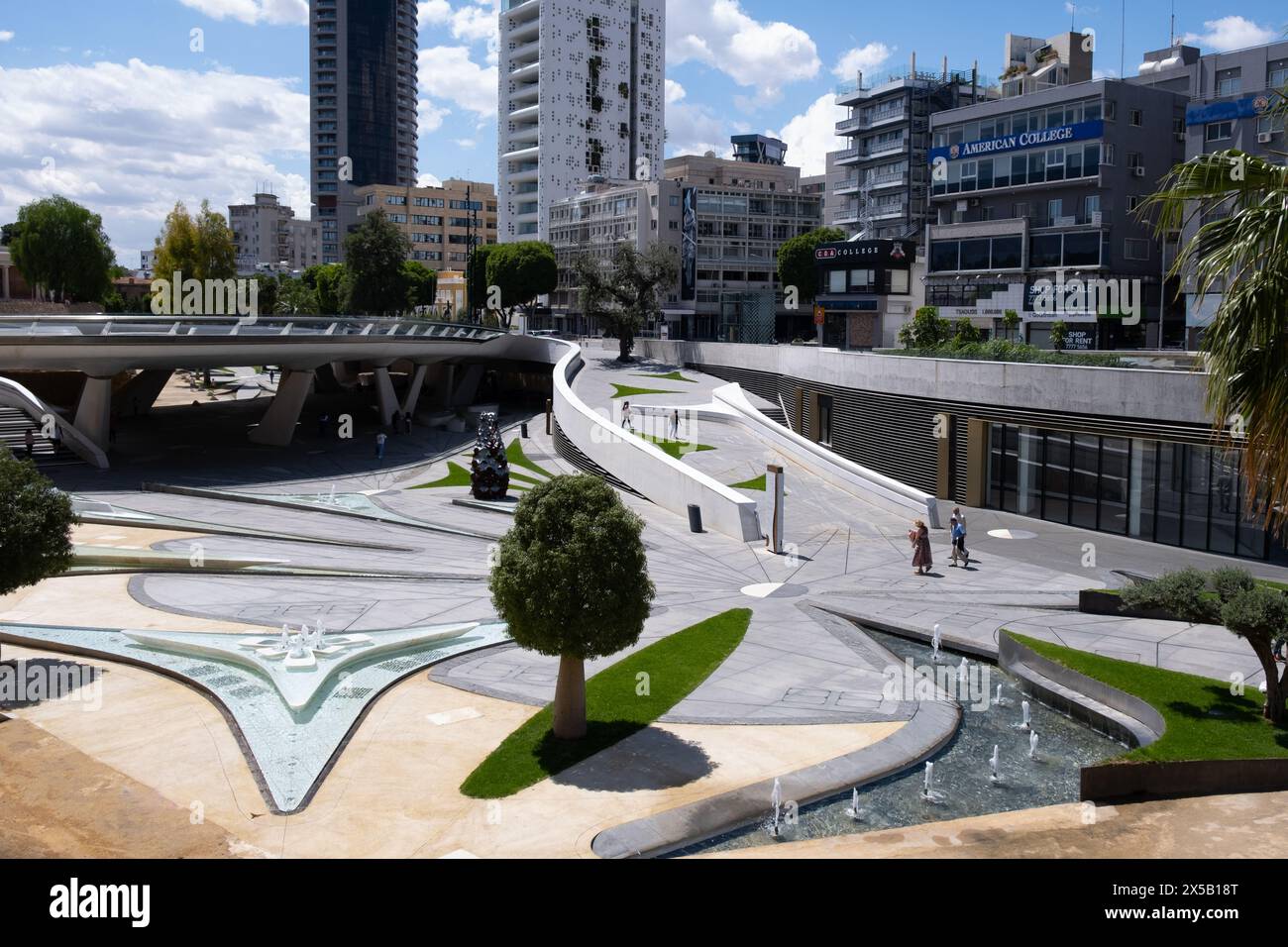 Liberty square with the modern and futuristic architecture in Nicosia ...