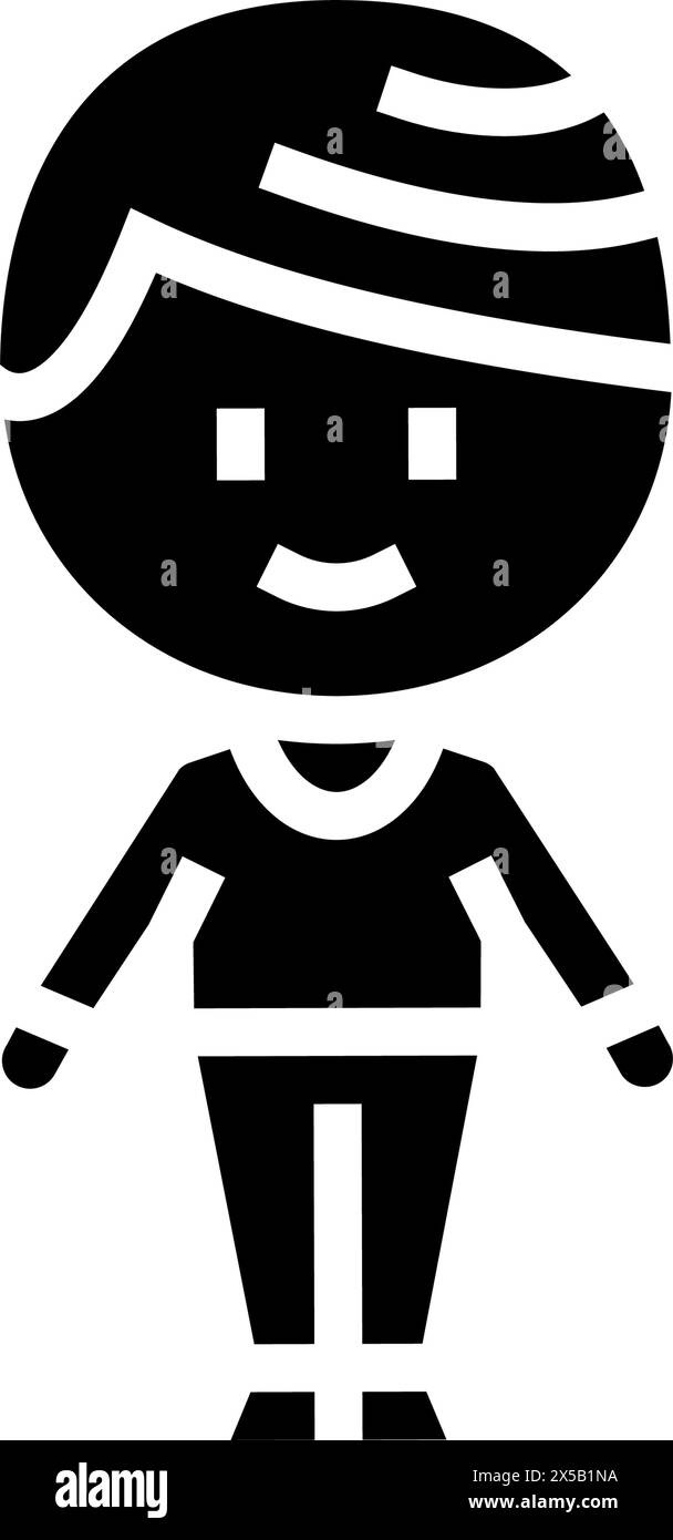 chibi character boy glyph icon vector illustration Stock Vector Image ...
