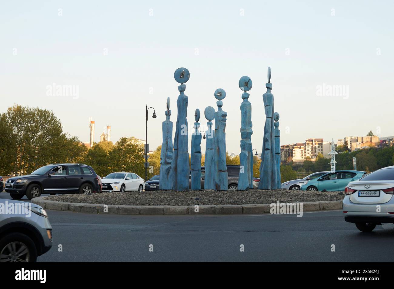 Tbilisi, Georgia - 18 April, 2024: The nine-figure Statue of Clocks ...
