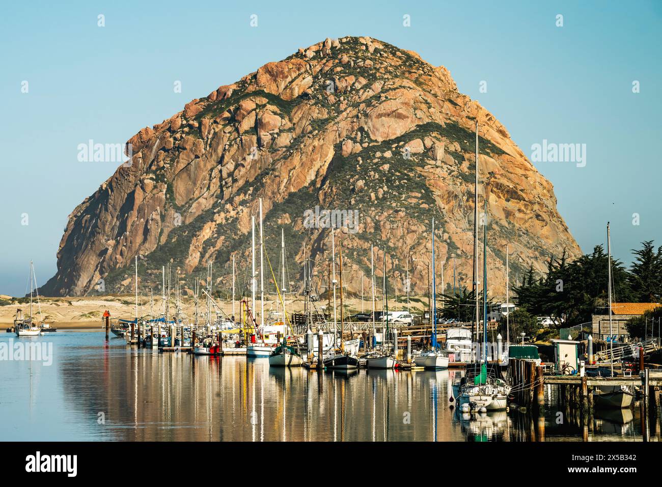 A spring morning looking north across Morro Bay to Morro Rock Stock ...