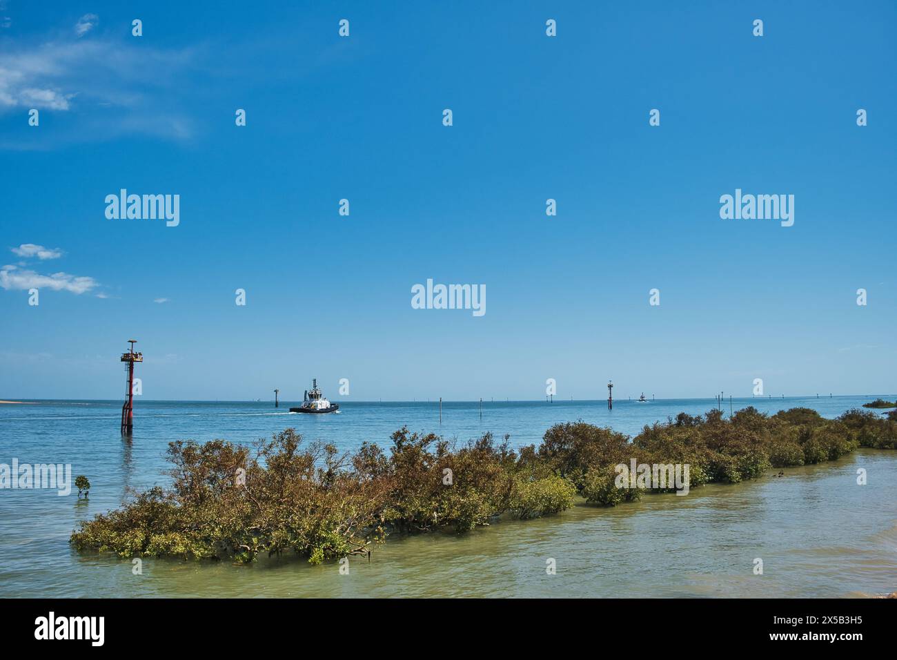 Entrance to the harbor of Port Hedland, Western Australia, with buoys ...