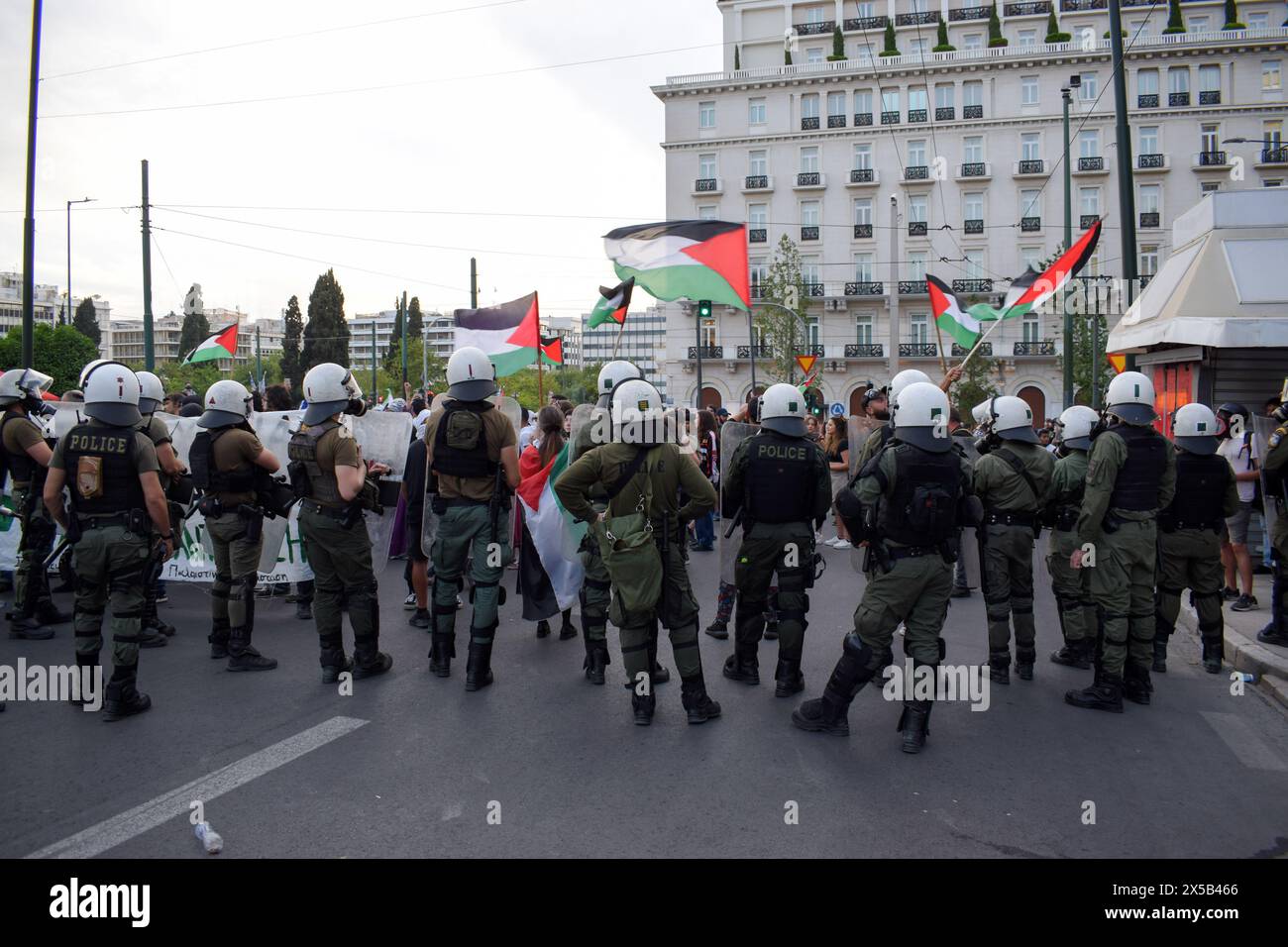 Athens, Greece. 7 May 2024. Protesters with banner and Palestinian ...