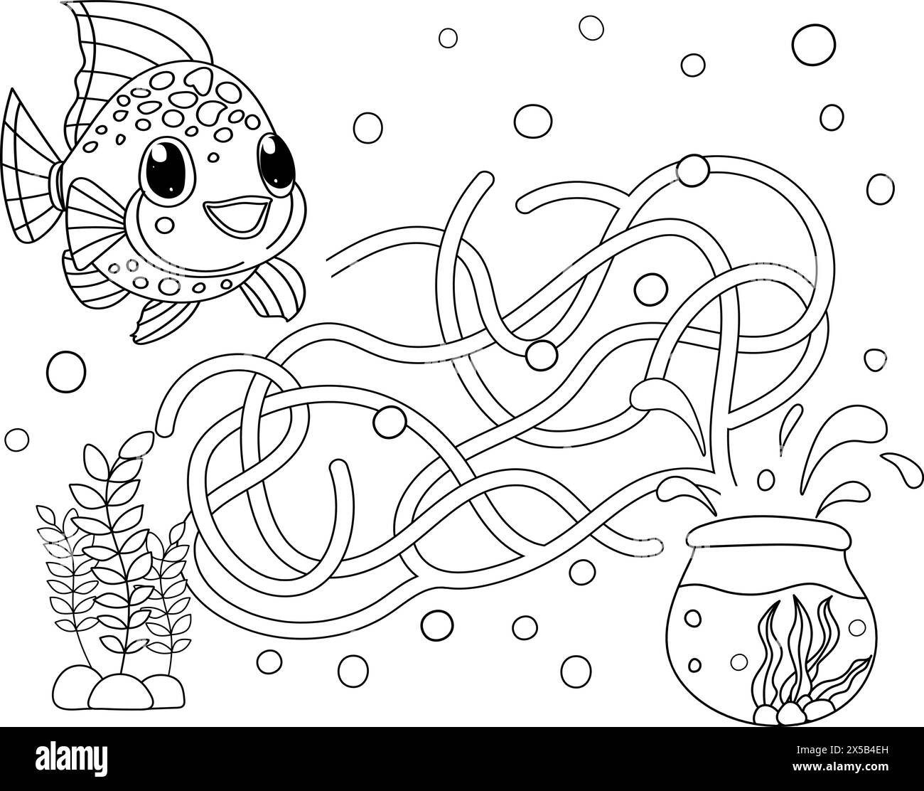 Vector maze isolated on white background. Help the fish find the ...