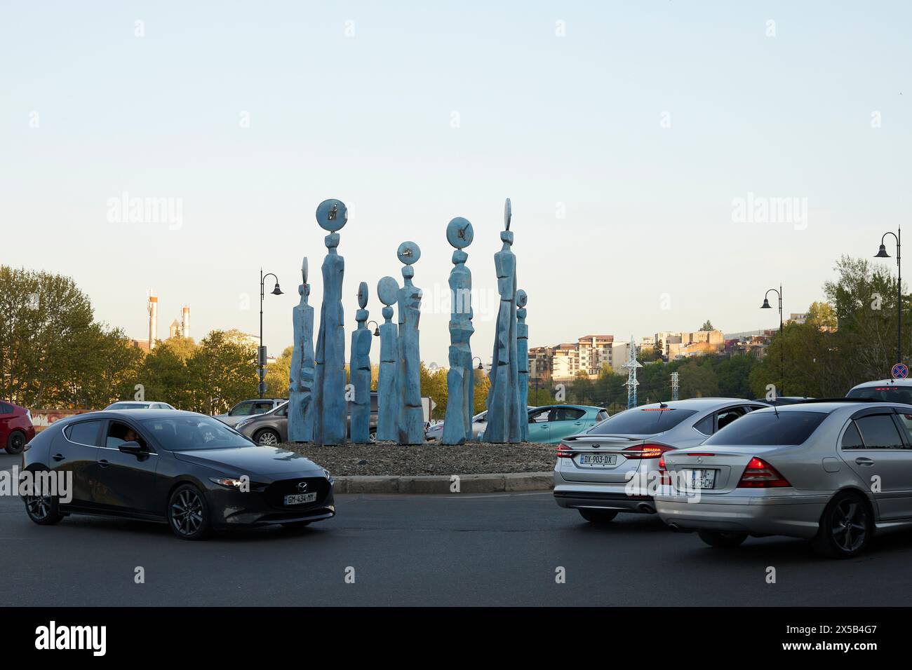 Tbilisi, Georgia - 18 April, 2024: The nine-figure Statue of Clocks ...