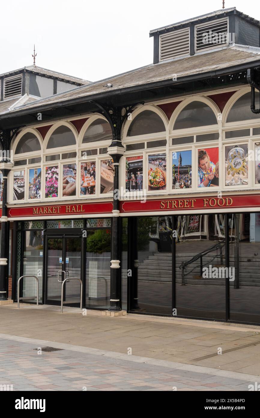 The traditional Market Hall in the town centre in Darlington, UK Stock ...