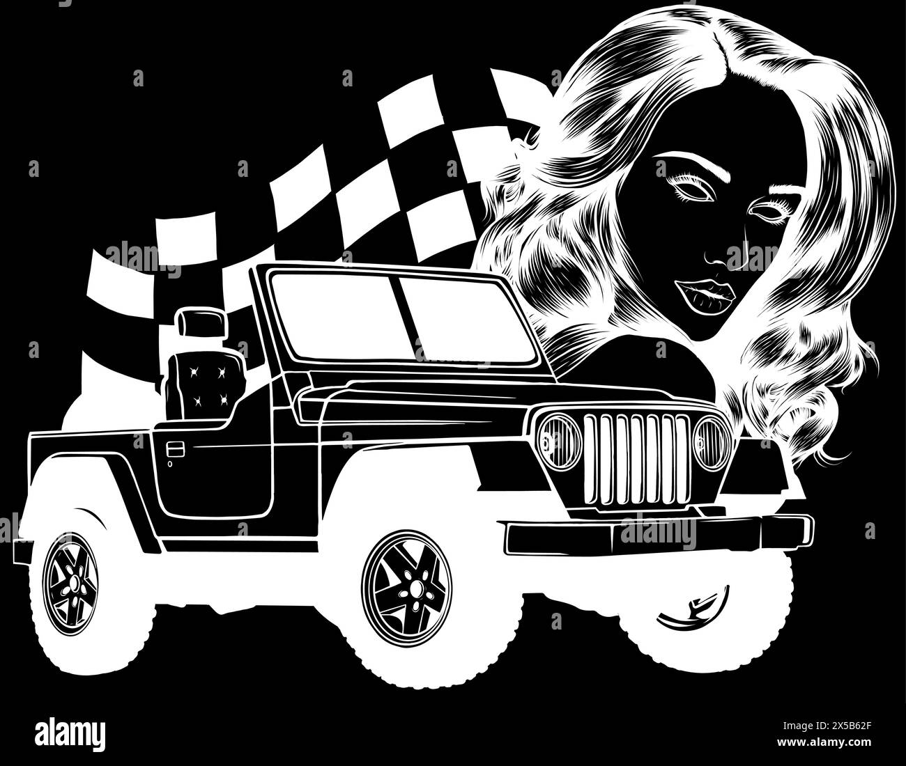 white silhouette of military jeep on black background, Silhouette of ...