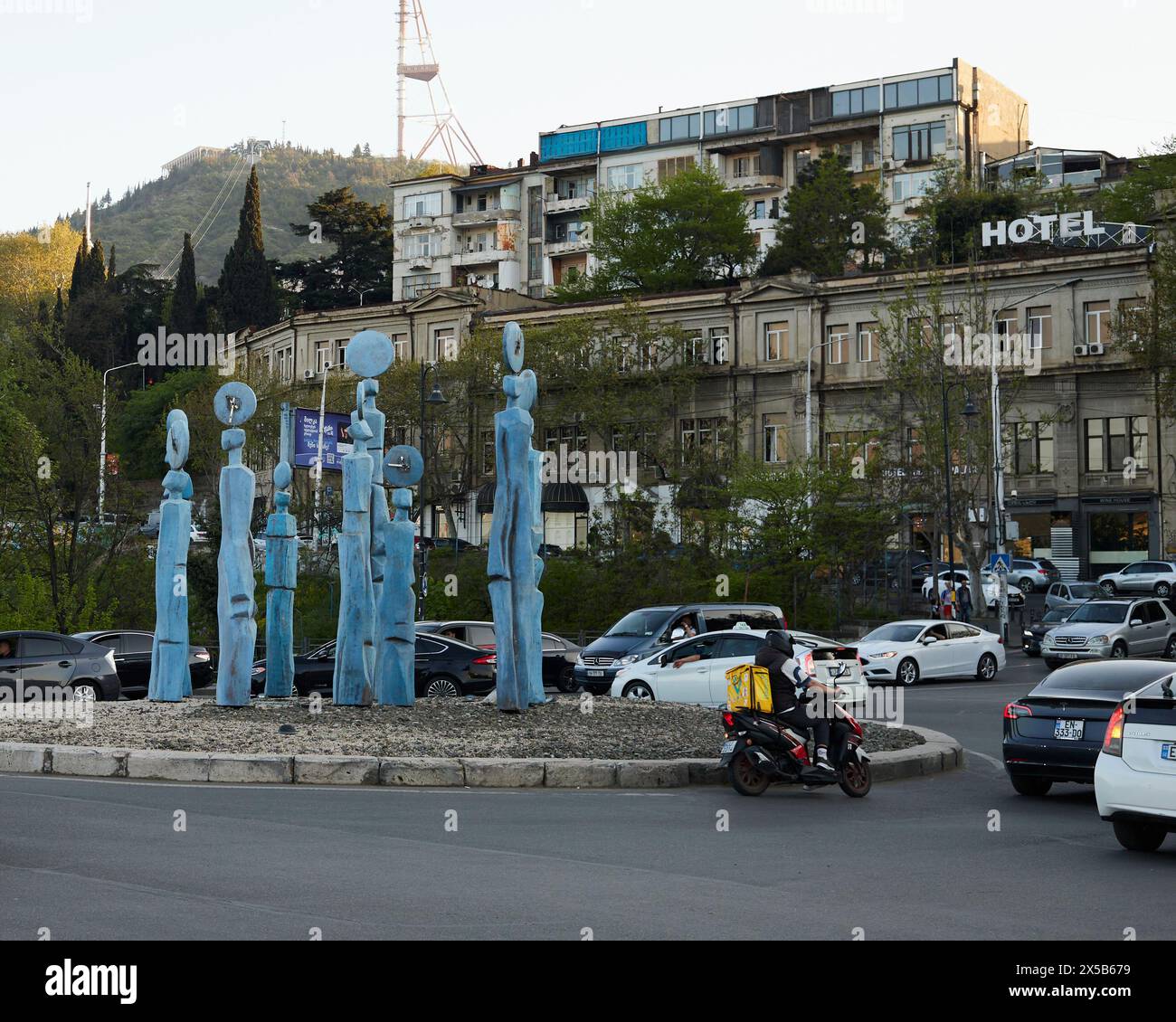 Tbilisi, Georgia - 18 April, 2024: The nine-figure Statue of Clocks ...