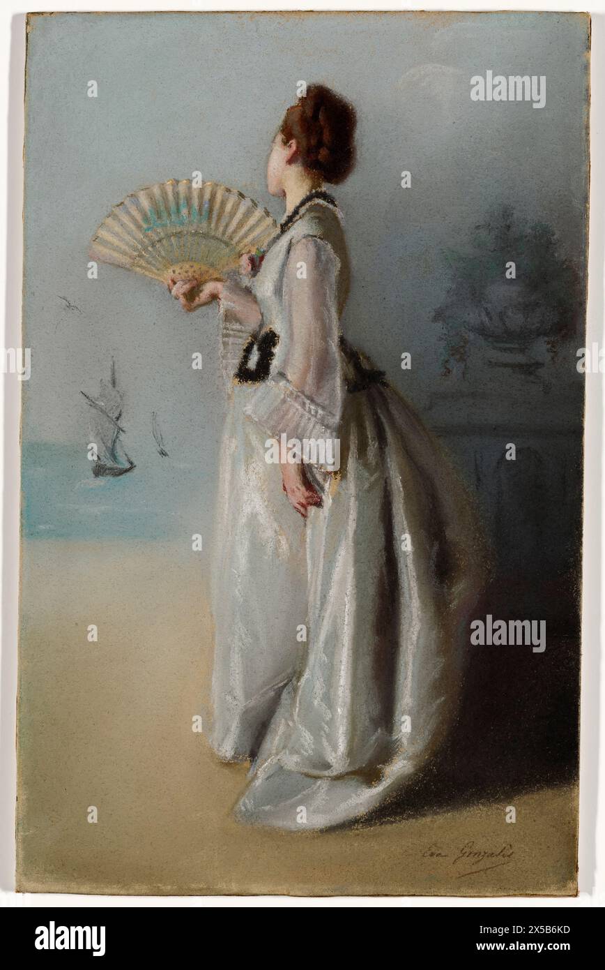 Lady with a Fan. Eva Gonzalès. c1869 - c1870 Stock Photo - Alamy