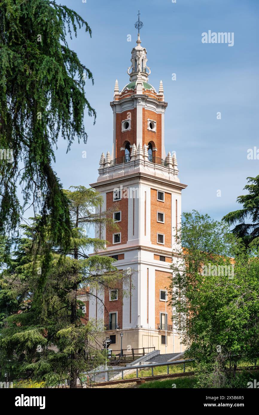Neoclassical tower of the American Museum Complex in Madrid, Spain ...