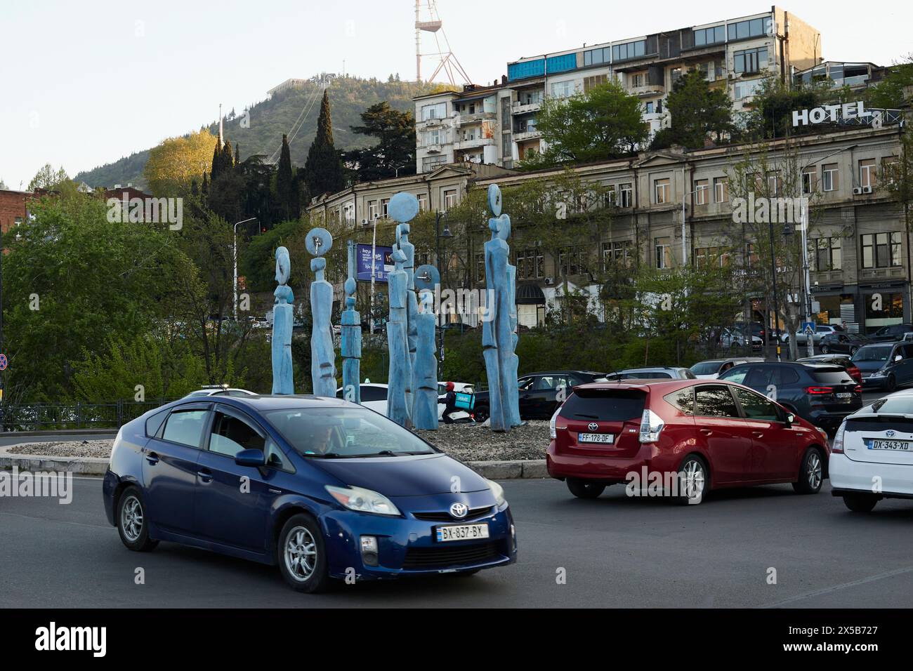 Tbilisi, Georgia - 18 April, 2024: The nine-figure Statue of Clocks ...