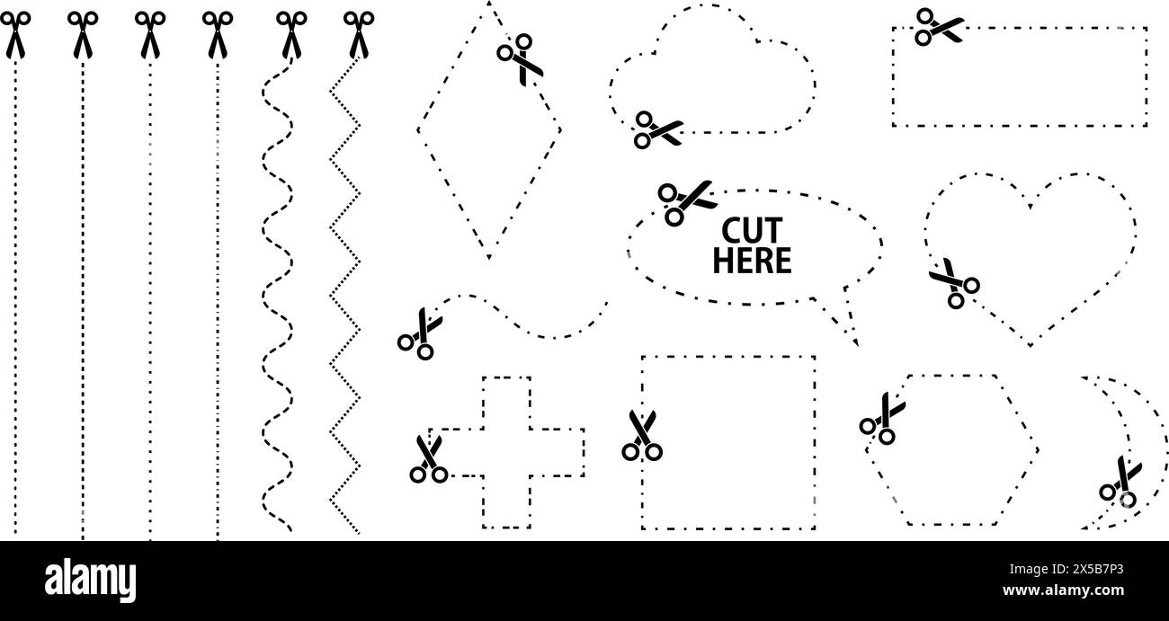 Scissors cutting different shapes Cut Out Stock Images & Pictures - Alamy