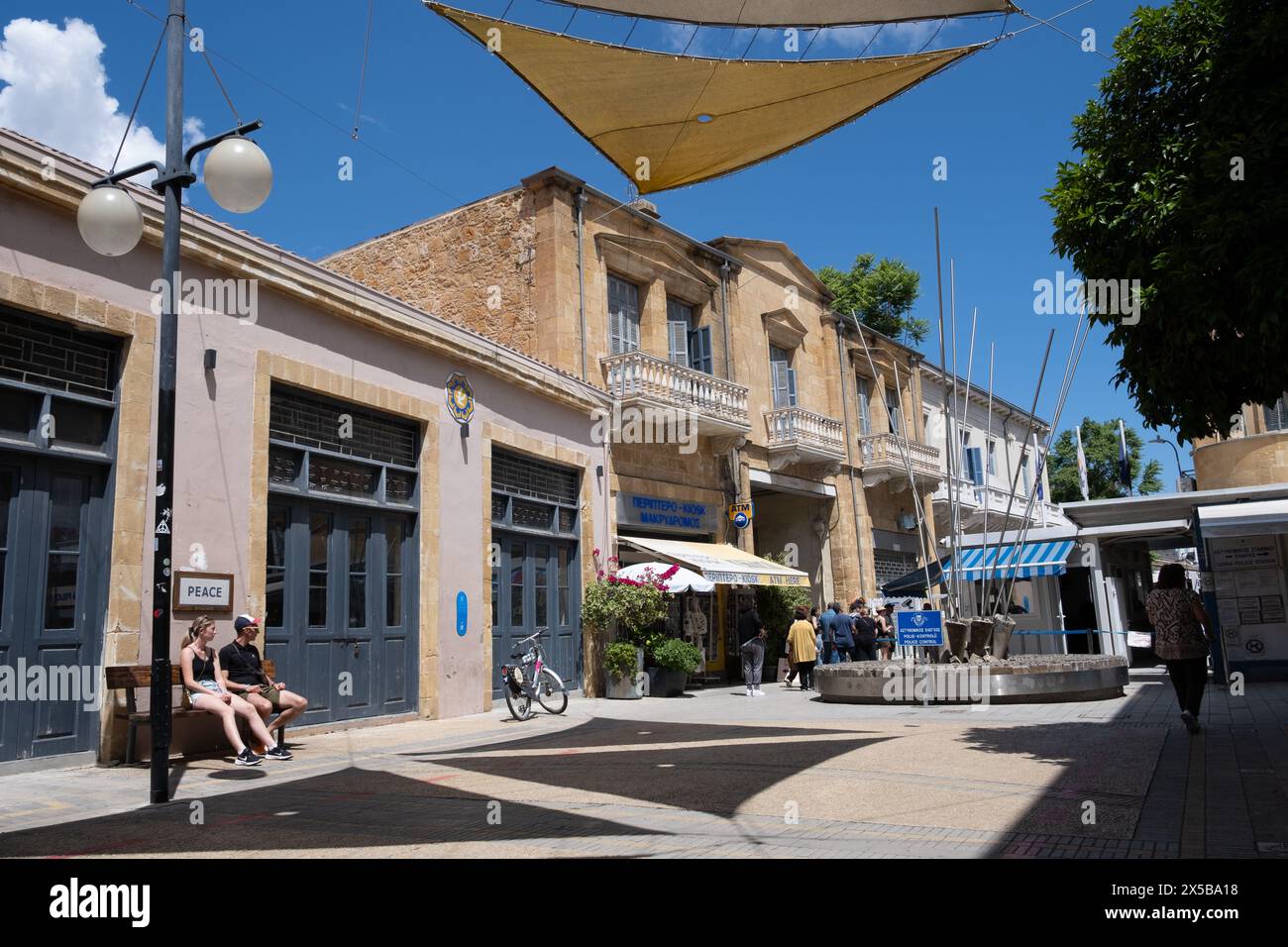 People crossing the check point border to pass to North Nicosia Cyprus ...