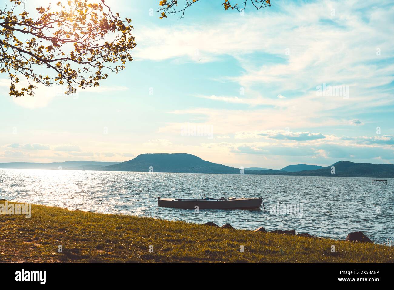 free beach on Lake Balaton with nature in Balatonboglar Hungary Stock ...