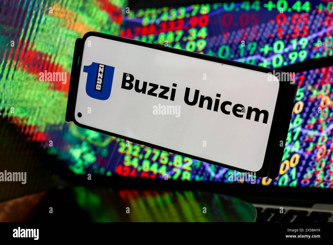 Krakow, Poland. 08th May, 2024. In this photo illustration, the Buzzi SpA logo is seen displayed ...