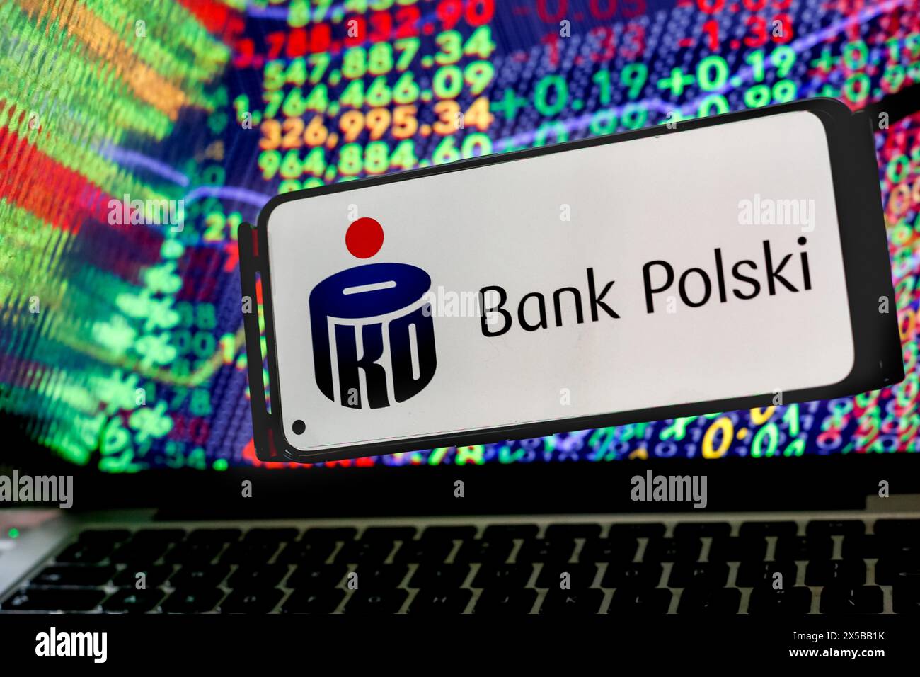 Krakow, Poland. 08th May, 2024. In this photo illustration, the PKO BP ...