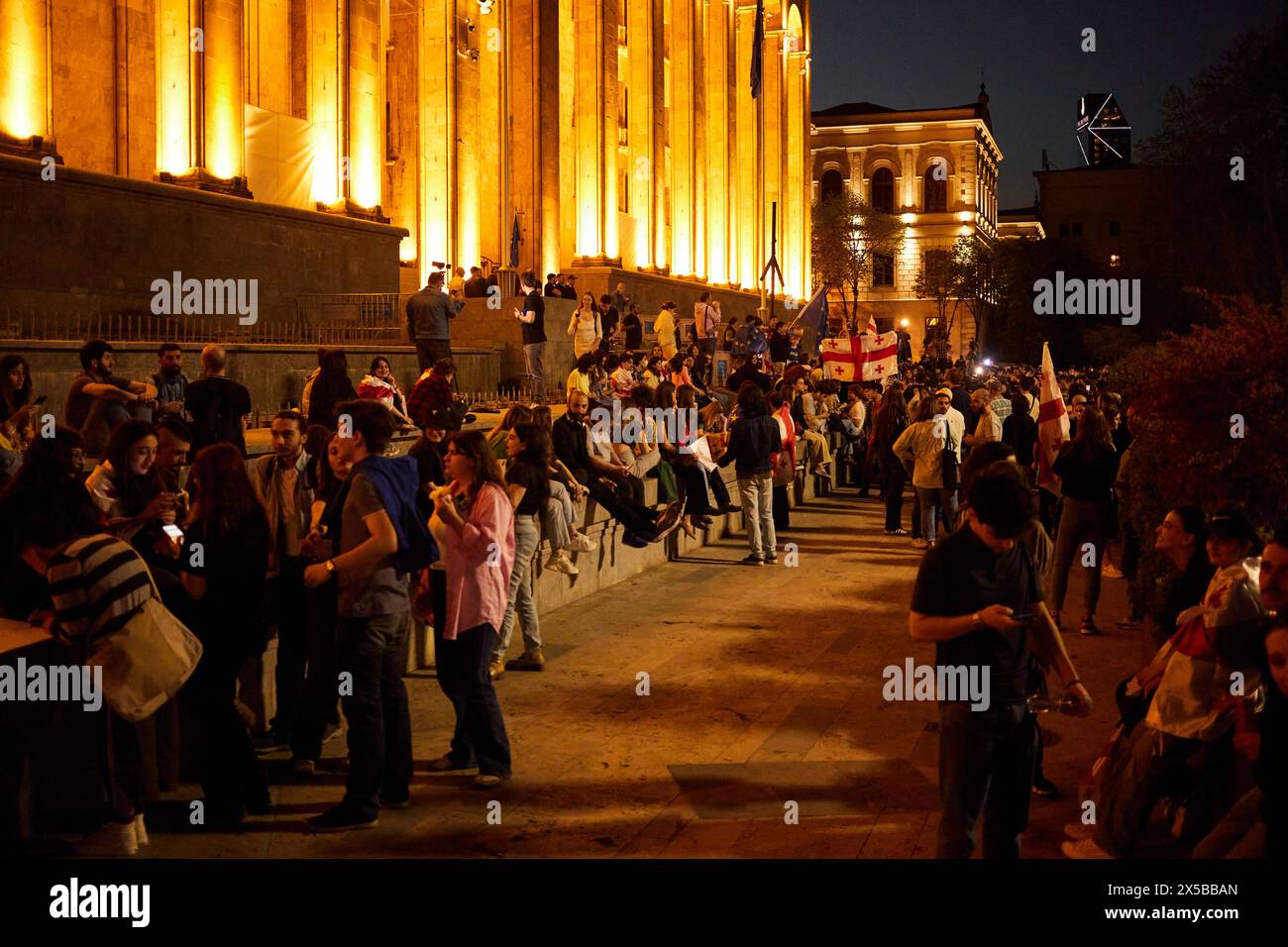 Tbilisi, Georgia - 18 April, 2024: Protests in Tbilisi against the law ...