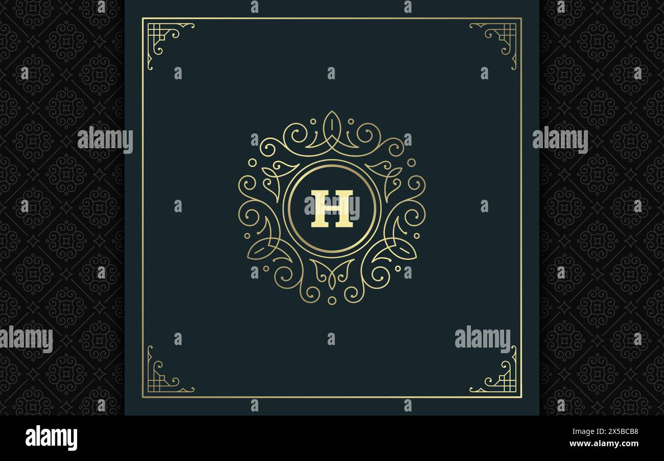 Vintage monogram logo elegant flourishes line art graceful ornaments ...