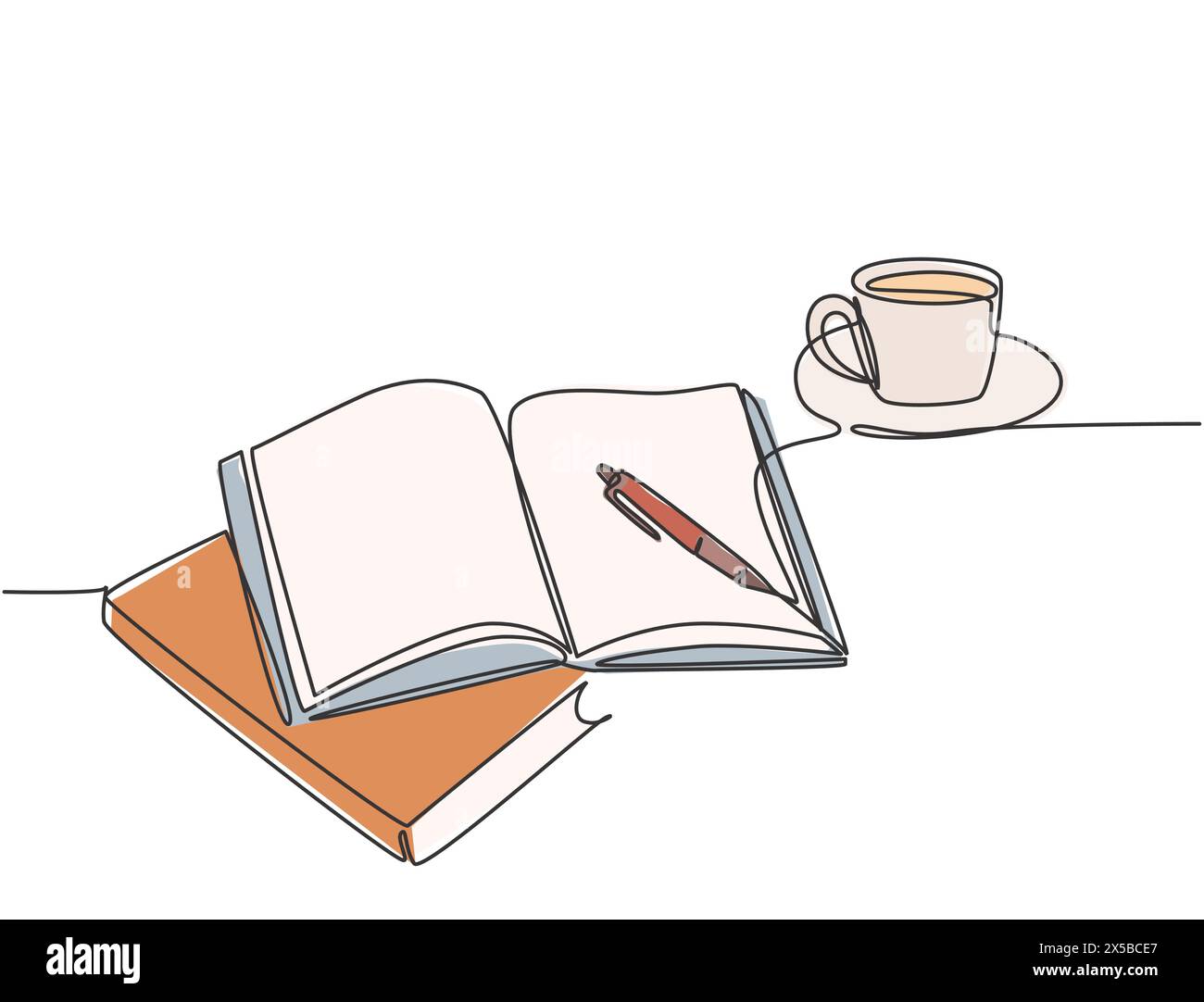 Single continuous line drawing of hand gesture writing on an open book ...