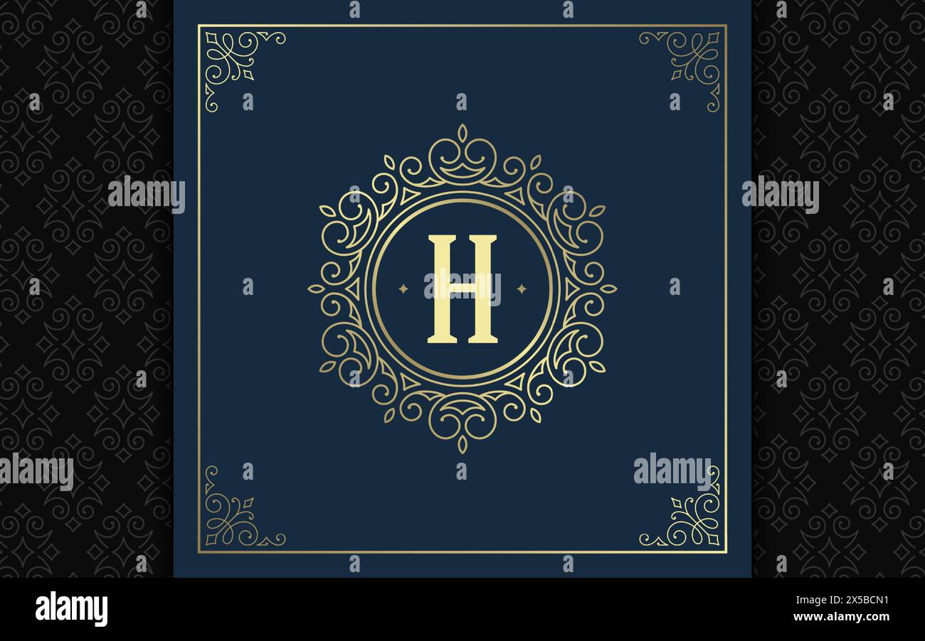 Vintage monogram logo elegant flourishes line art graceful ornaments ...