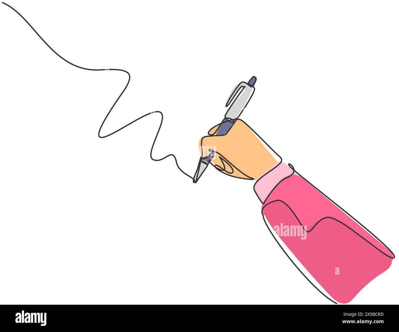 Single continuous line drawing of hand gesture draw straight diagonal ...