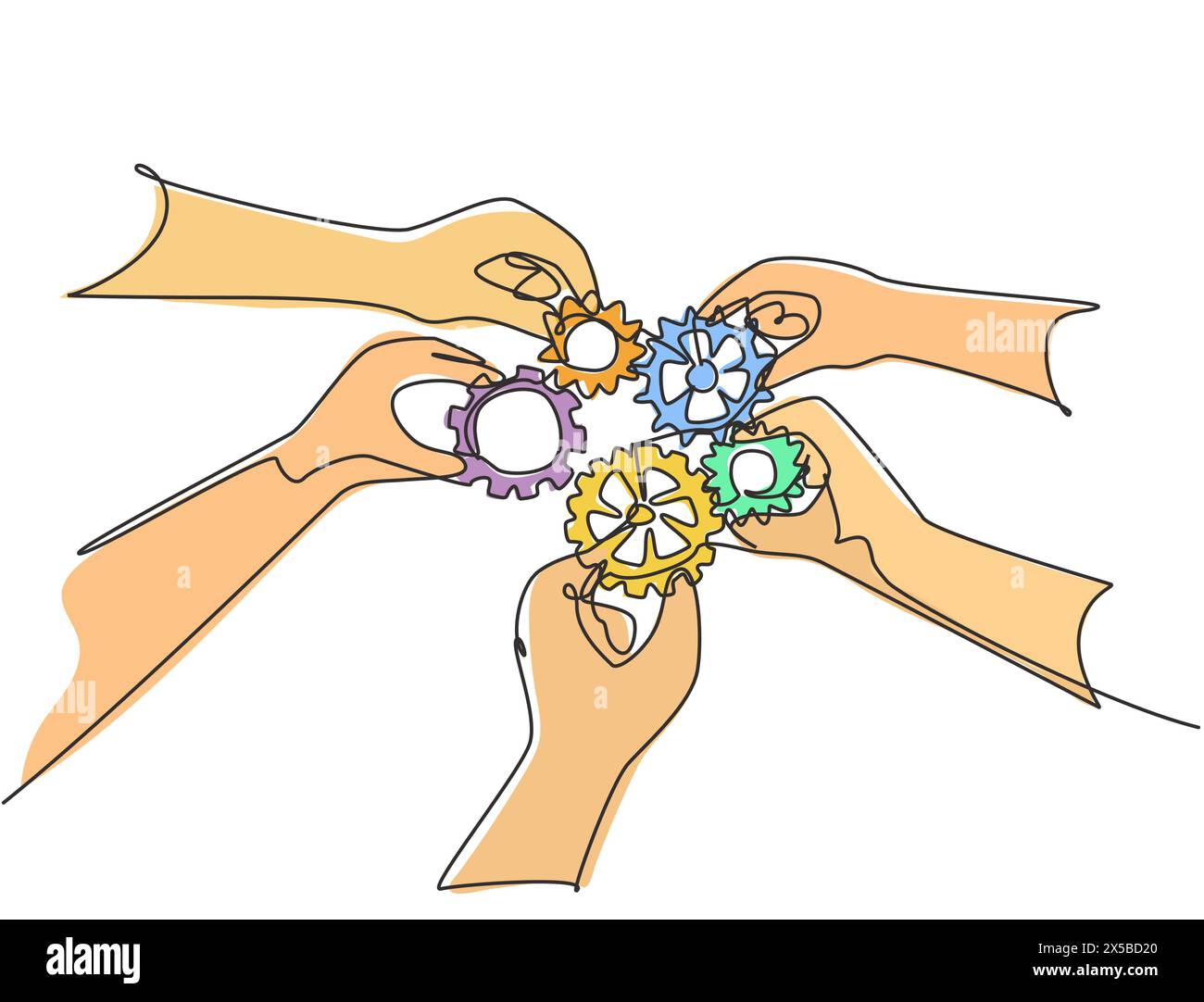 Single continuous line drawing of hand gesture male and female business ...
