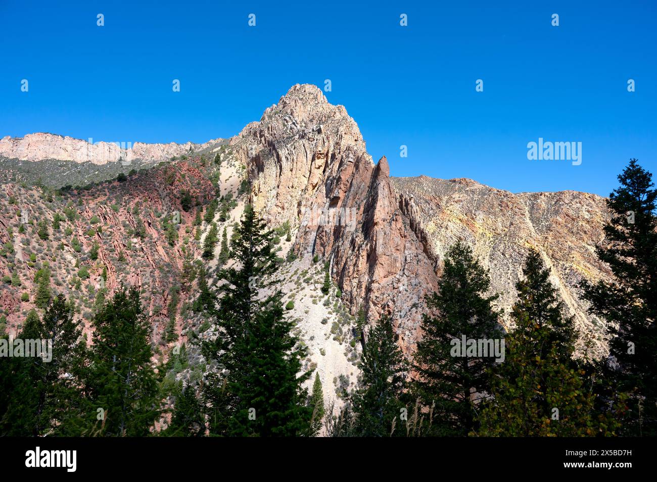 Mountain peak in the Sheep Creek National Geologic Area, northern Utah ...