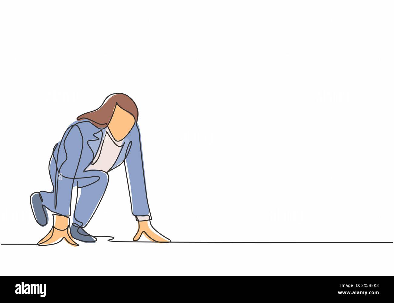 Single continuous single line drawing of young happy businesswoman get ...