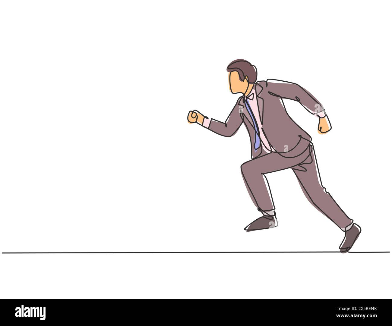 Single continuous single line drawing of young energetic businessman ...